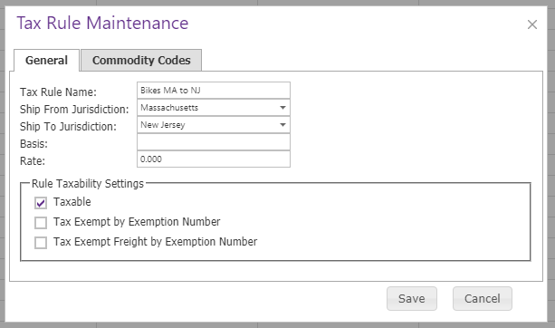 Tax Rule Maintenance